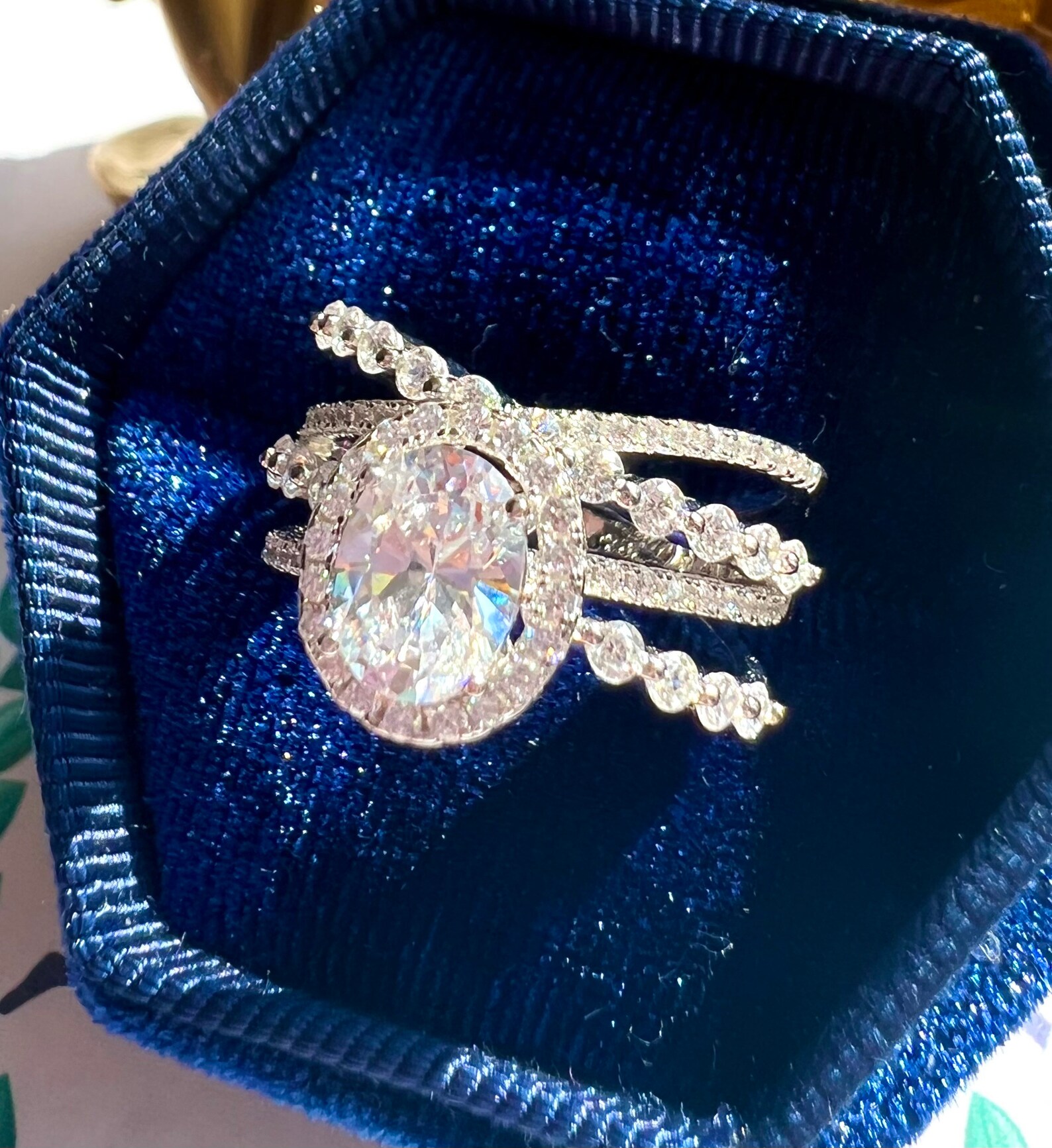 Oval Diamond Multilayer Ring Luxury Fancy Ring Unique - Etsy