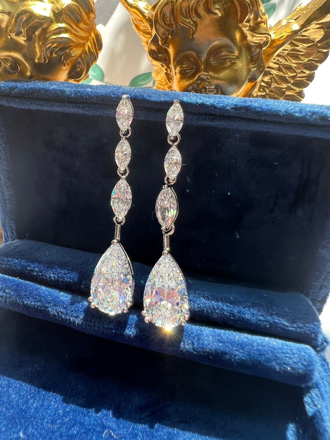 10*47mm Fabulous Diamond Earring Pear Shape Earring Exquisite Jewelry ...