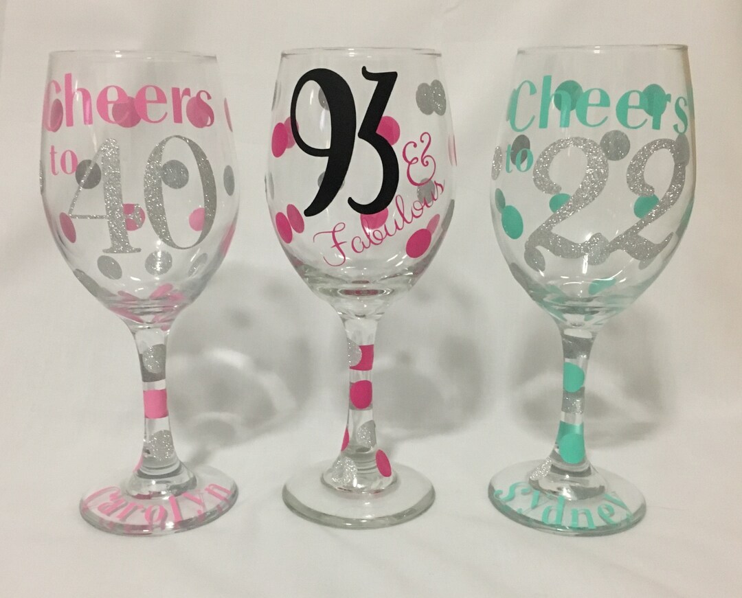 Personalized Birthday Wine Glasses Etsy
