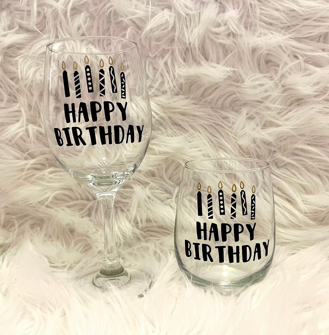 Personalized Birthday Wine Glass Happy Birthday Glass Birthday T