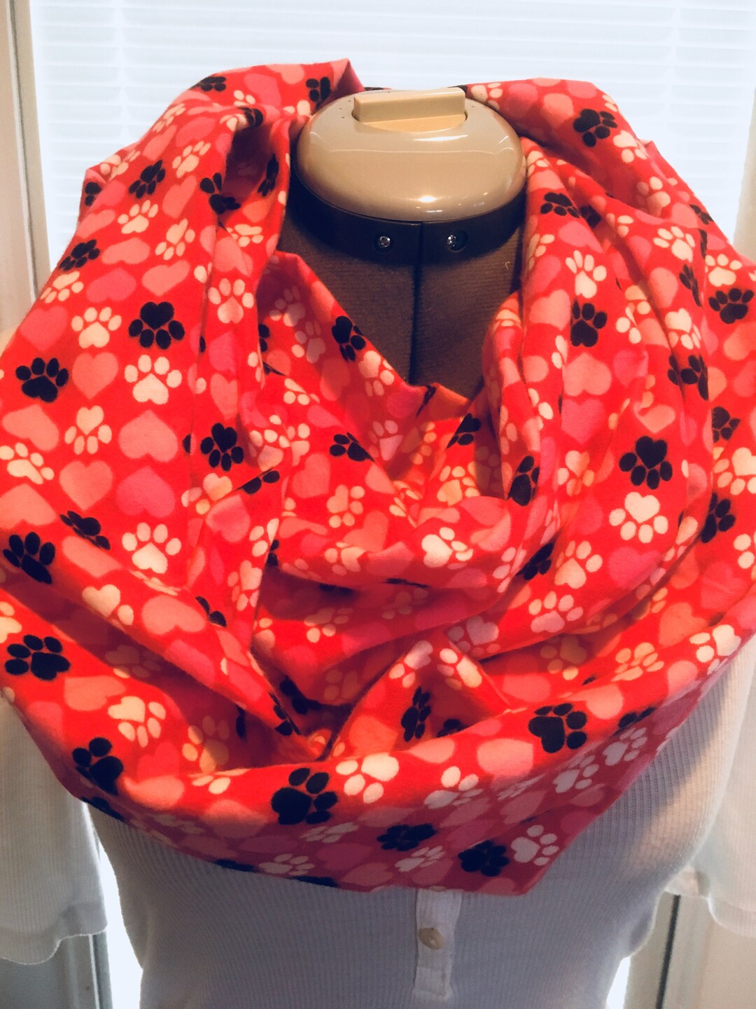 Red Paw Print Double Infinity Scarf - Etsy