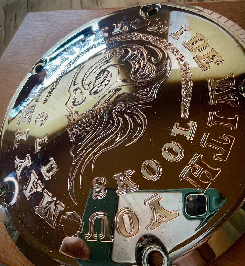 Hand Engraved Harley Derby Cover | “ride With the Angel” | 5-hole Twin ...