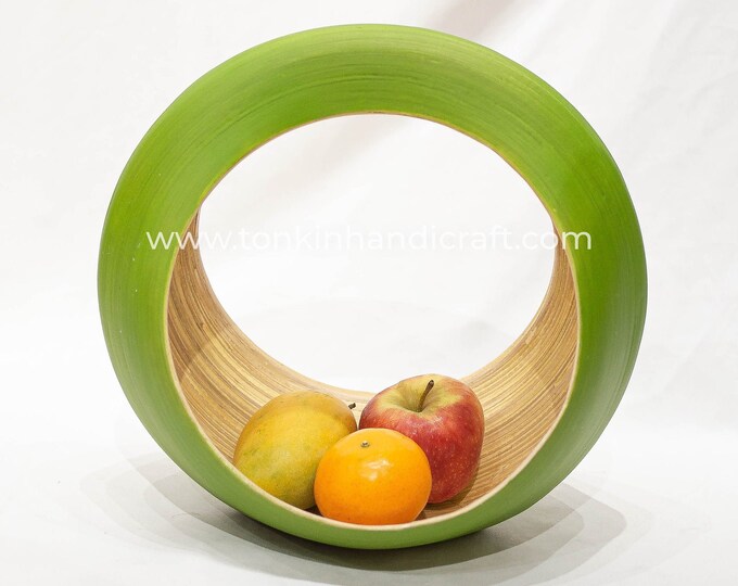 Bamboo Loop Bowl With Handle, Fruit Basket Food Storage, Hanging ...