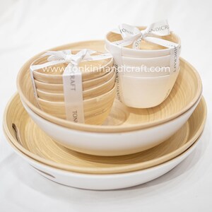 Set of 12 Bamboo Bowls and Trays, Bamboo Dinnerware Gift, Bamboo Dishes ...