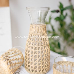 Bistro Carafes, Seagrass-wrapped Pitcher, Round Juice Jug, Handmade ...
