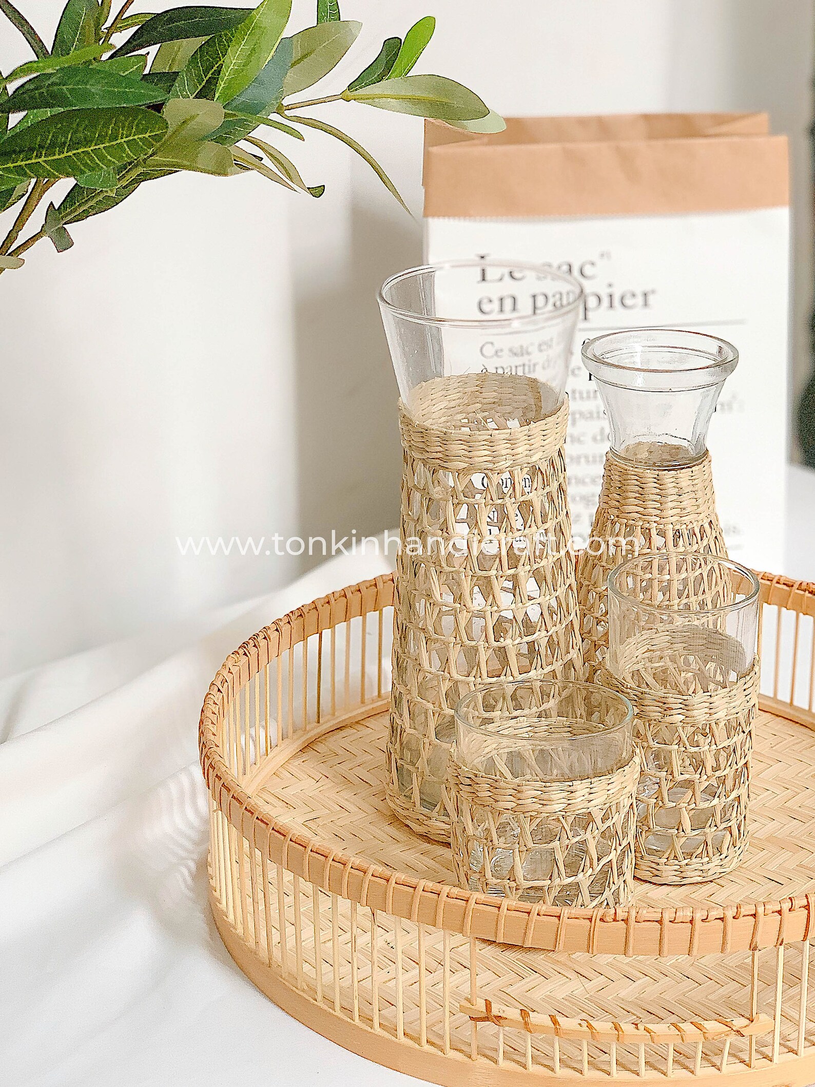 Bistro Carafe Seagrass-wrapped Pitcher 900ml Juice Jug - Etsy