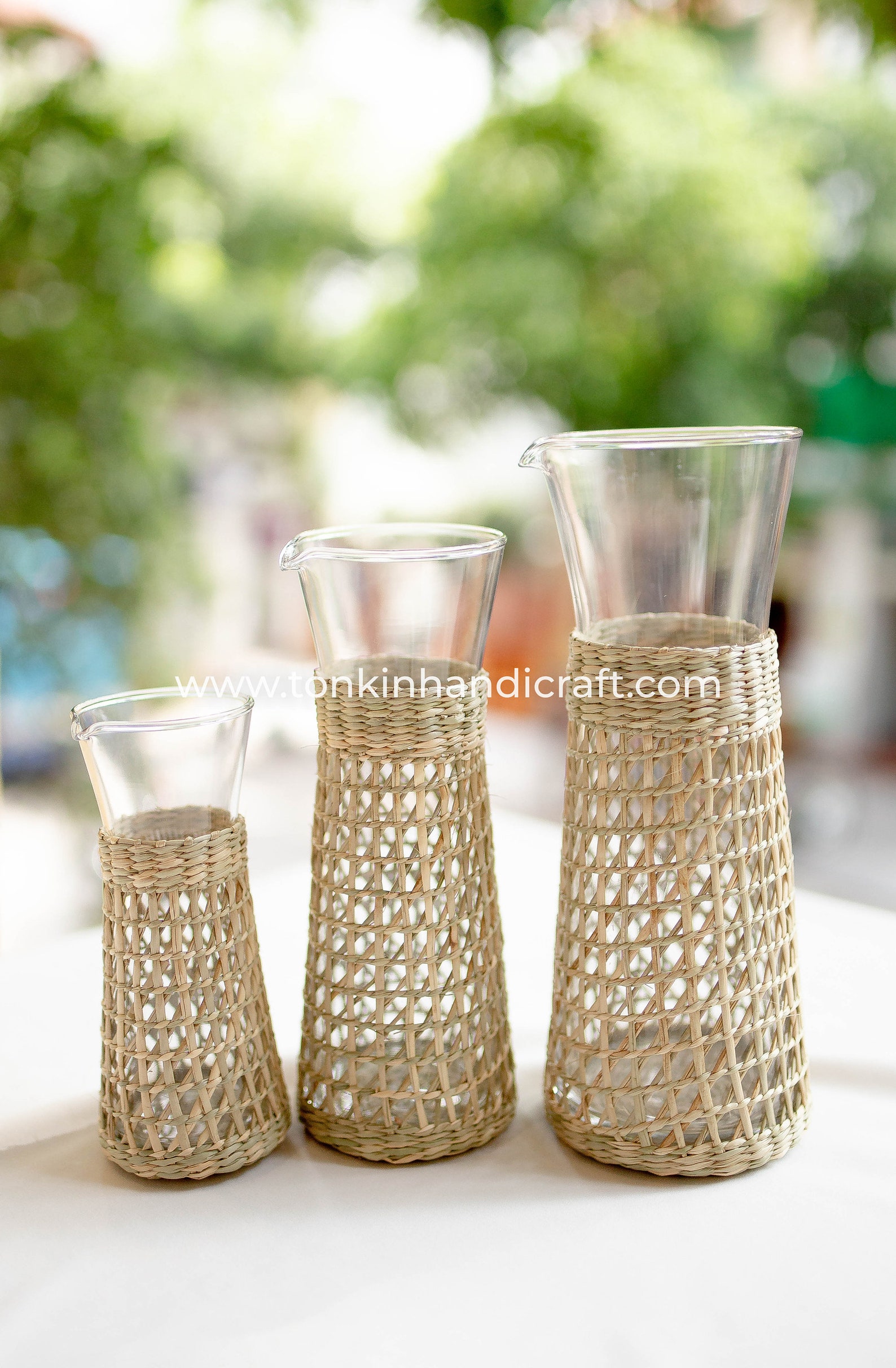 Bistro Carafe, Seagrass-wrapped Pitcher, Small Milk Jug, Handmade ...