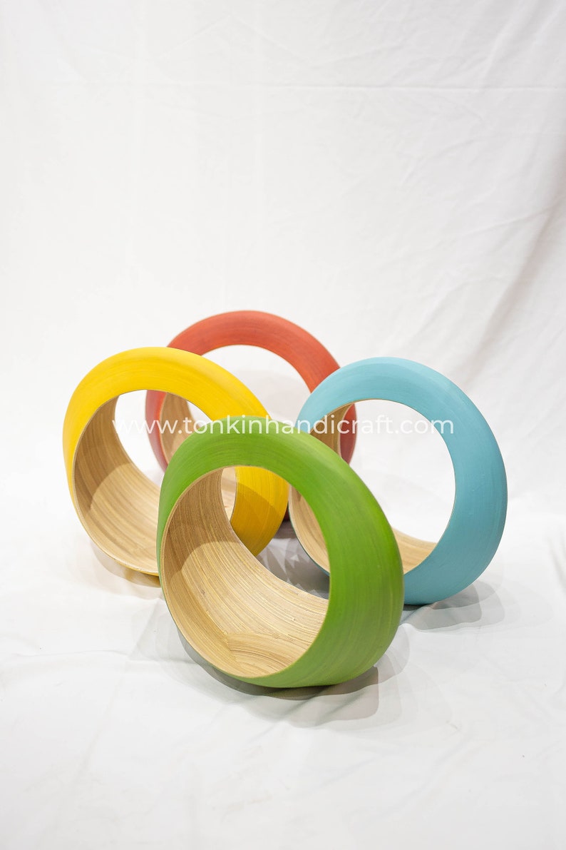 Bamboo Loop Bowl With Handle Fruit Basket Food Storage - Etsy
