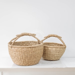 Bonga Seagrass Baskets With Handle Weaving Woven Basket Picnic Basket ...