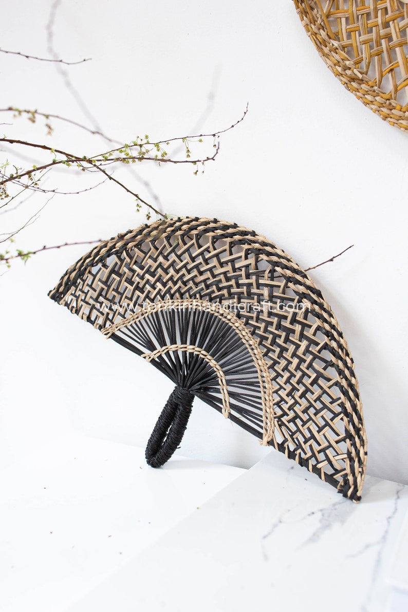 Set of 3 Seagrass Woven Fans, Wall-hanging Decoration, Handmade ...