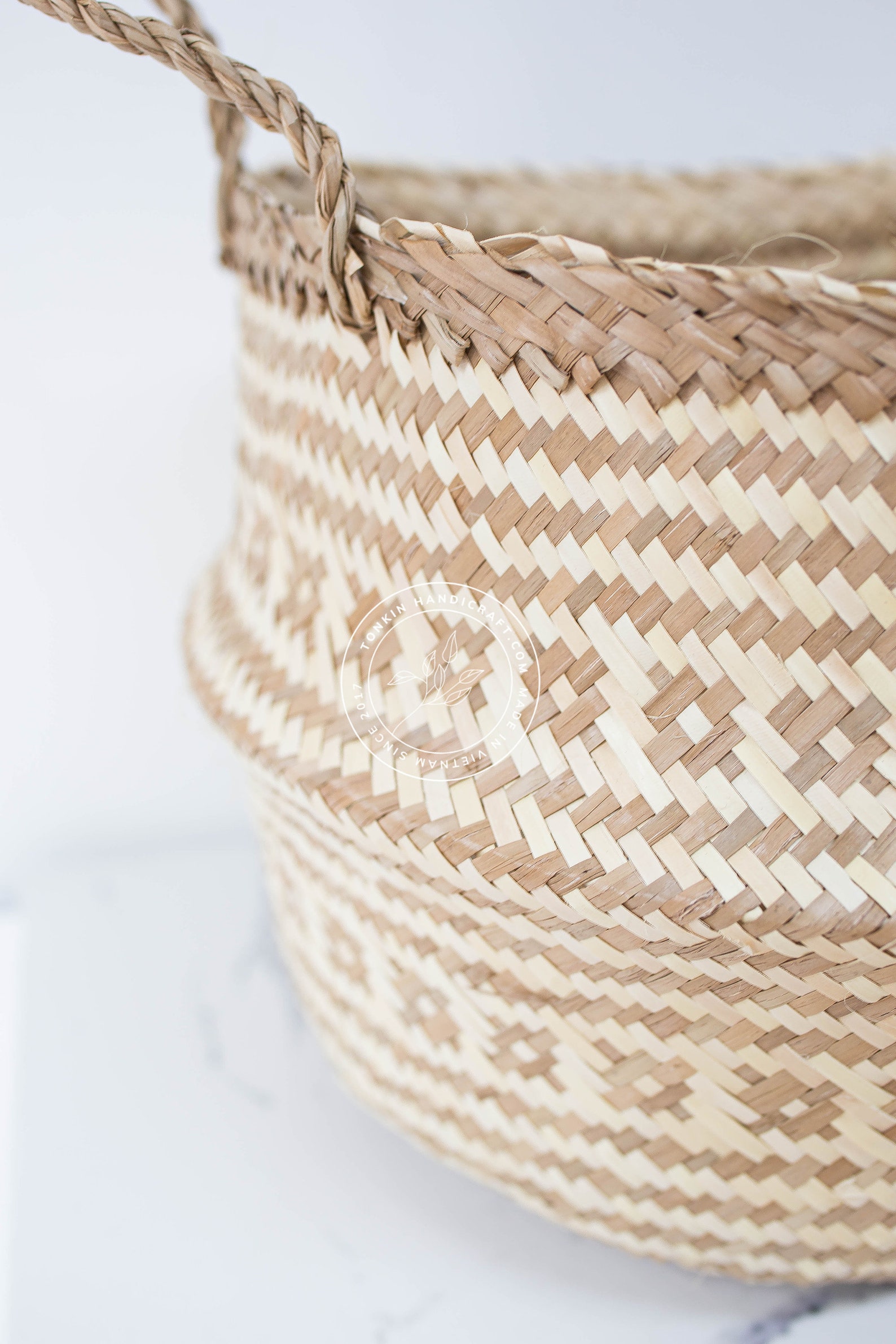 Floral Seagrass Handmade Basket, Natural Weave Basket, Straw Storage ...