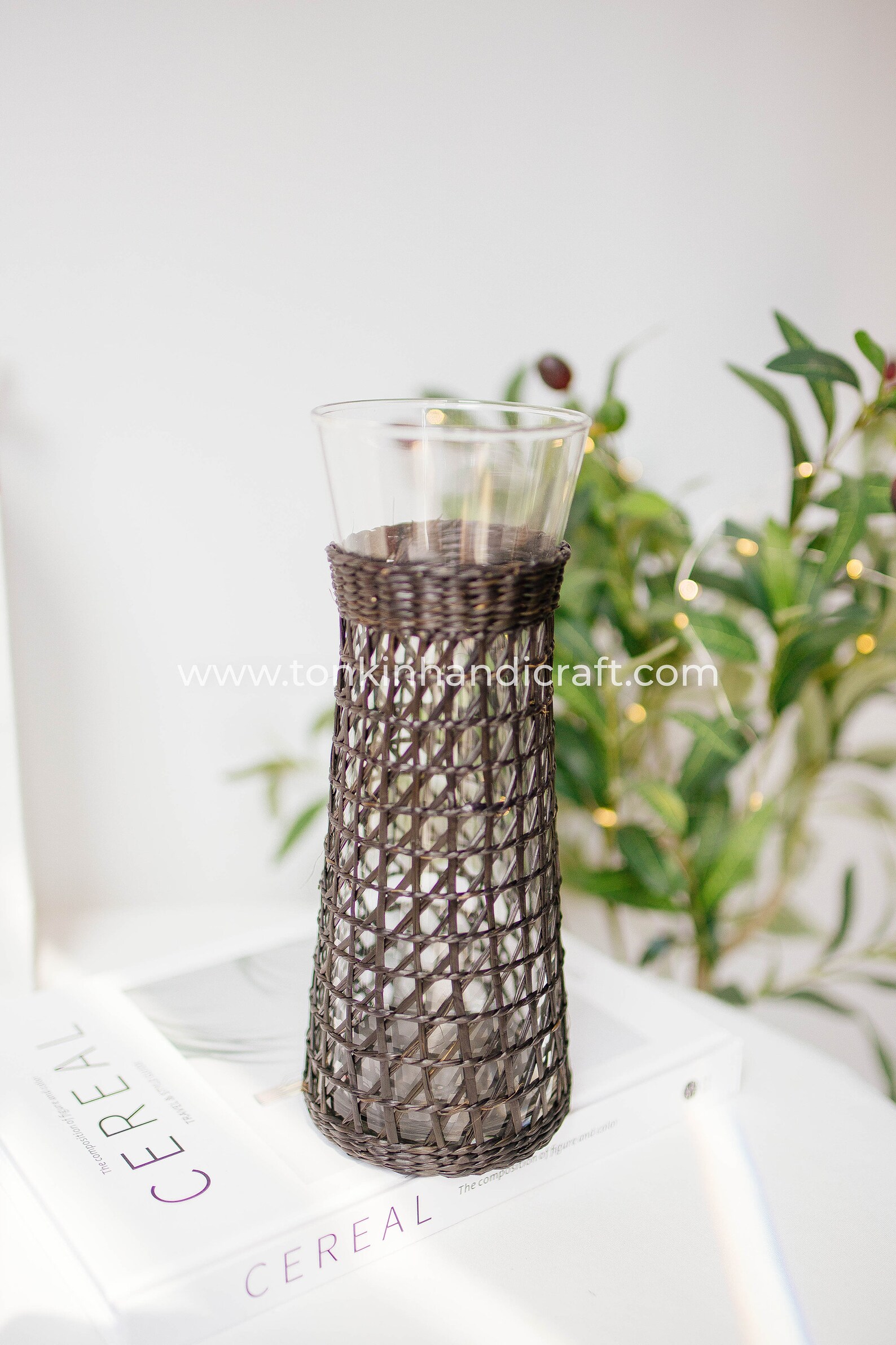Black Woven Bistro Carafe Seagrass-wrapped Pitcher Small - Etsy