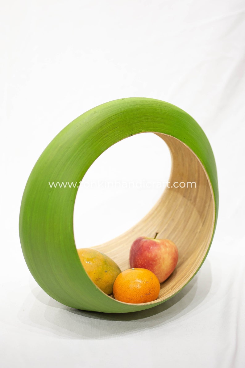 Bamboo Loop Bowl With Handle Fruit Basket Food Storage - Etsy