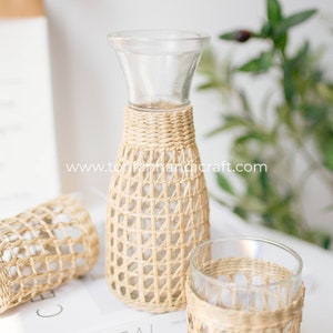Bistro Carafes, Seagrass-wrapped Pitcher, Round Juice Jug, Handmade ...
