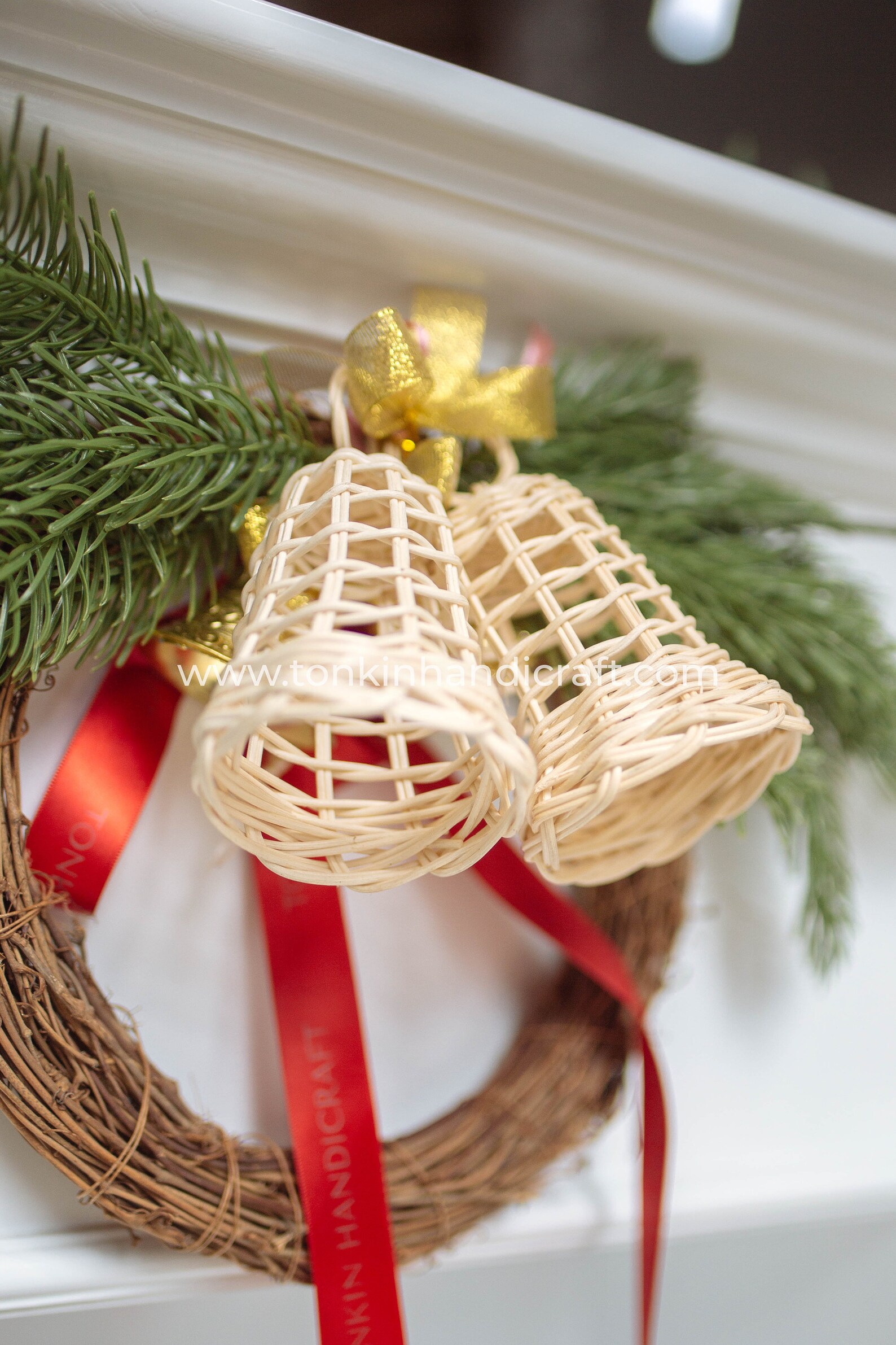 Wicker Bell Rattan Christmas Wicker Bell Tree Hanging Bell - Etsy