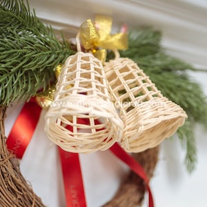 Wicker Bell, Rattan Christmas Wicker Bell, Tree Hanging Bell, Christmas ...