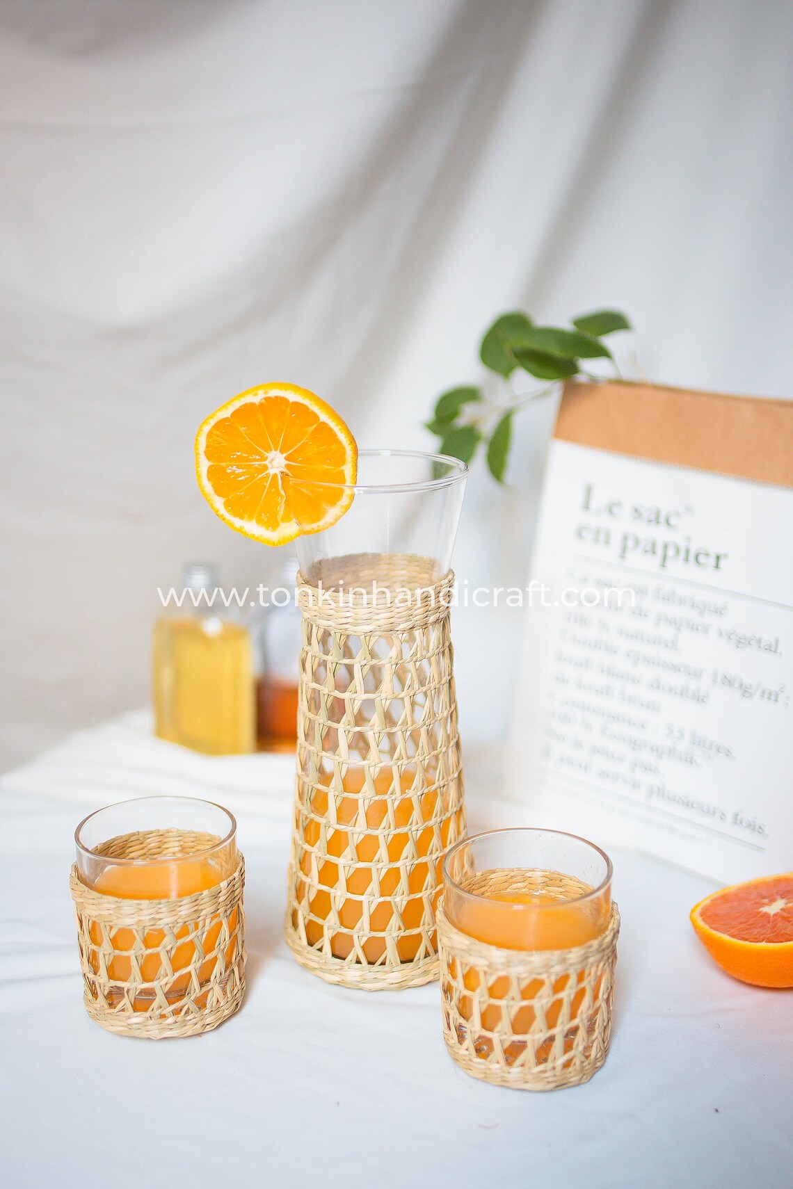 Bistro Carafe Seagrass-wrapped Pitcher 900ml Juice Jug - Etsy