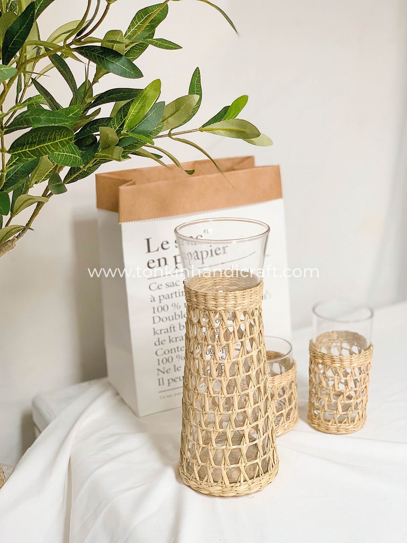 Bistro Carafe Seagrass-wrapped Pitcher 900ml Juice Jug - Etsy