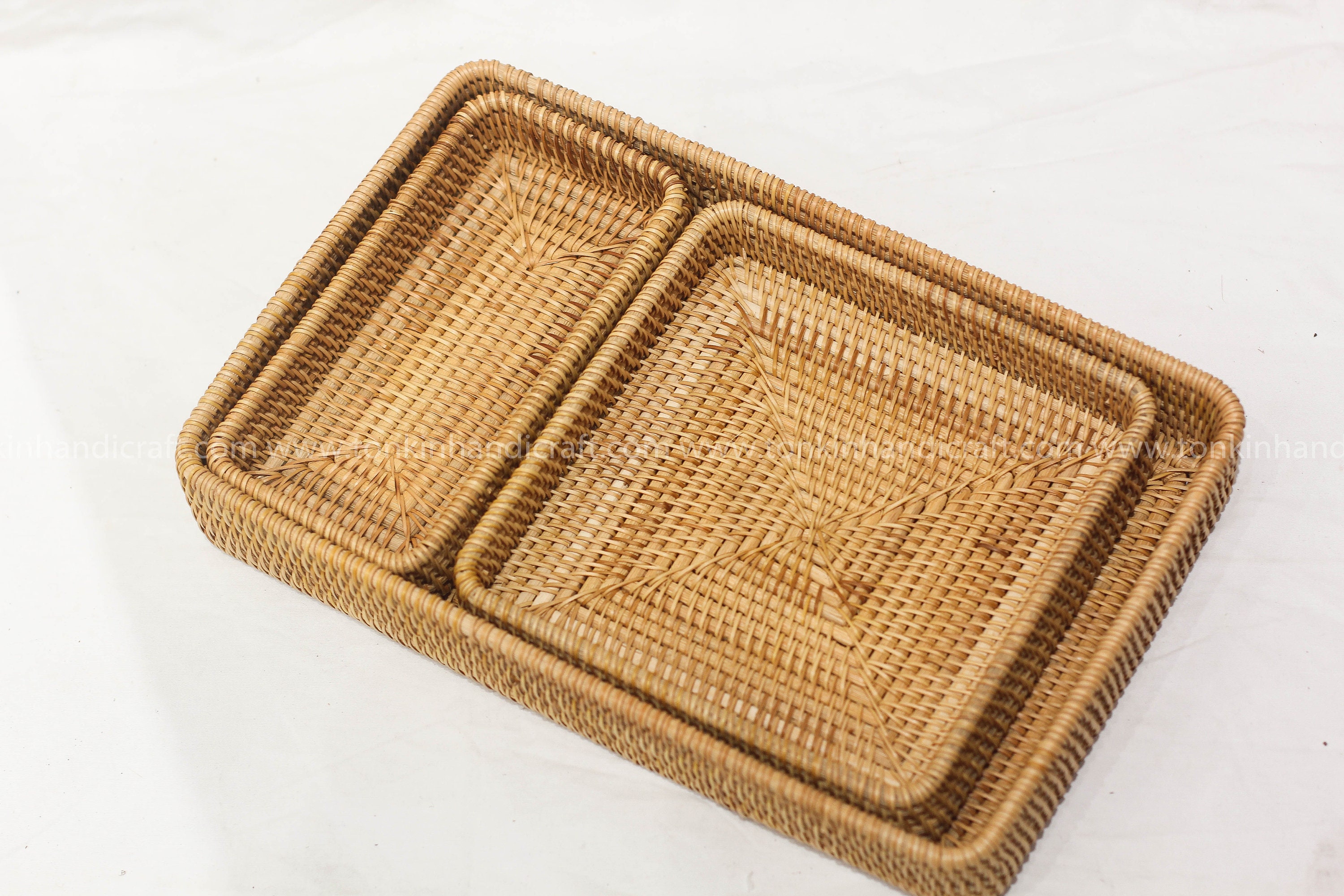 Rattan/ Bamboo Square Serving Trays, Weaving Handmade, Decorative ...