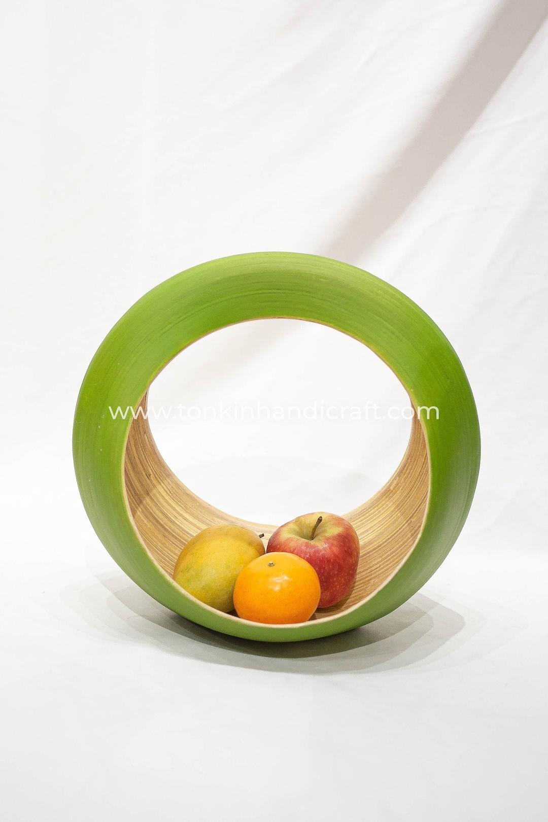 Bamboo Loop Bowl With Handle, Fruit Basket Food Storage, Hanging ...
