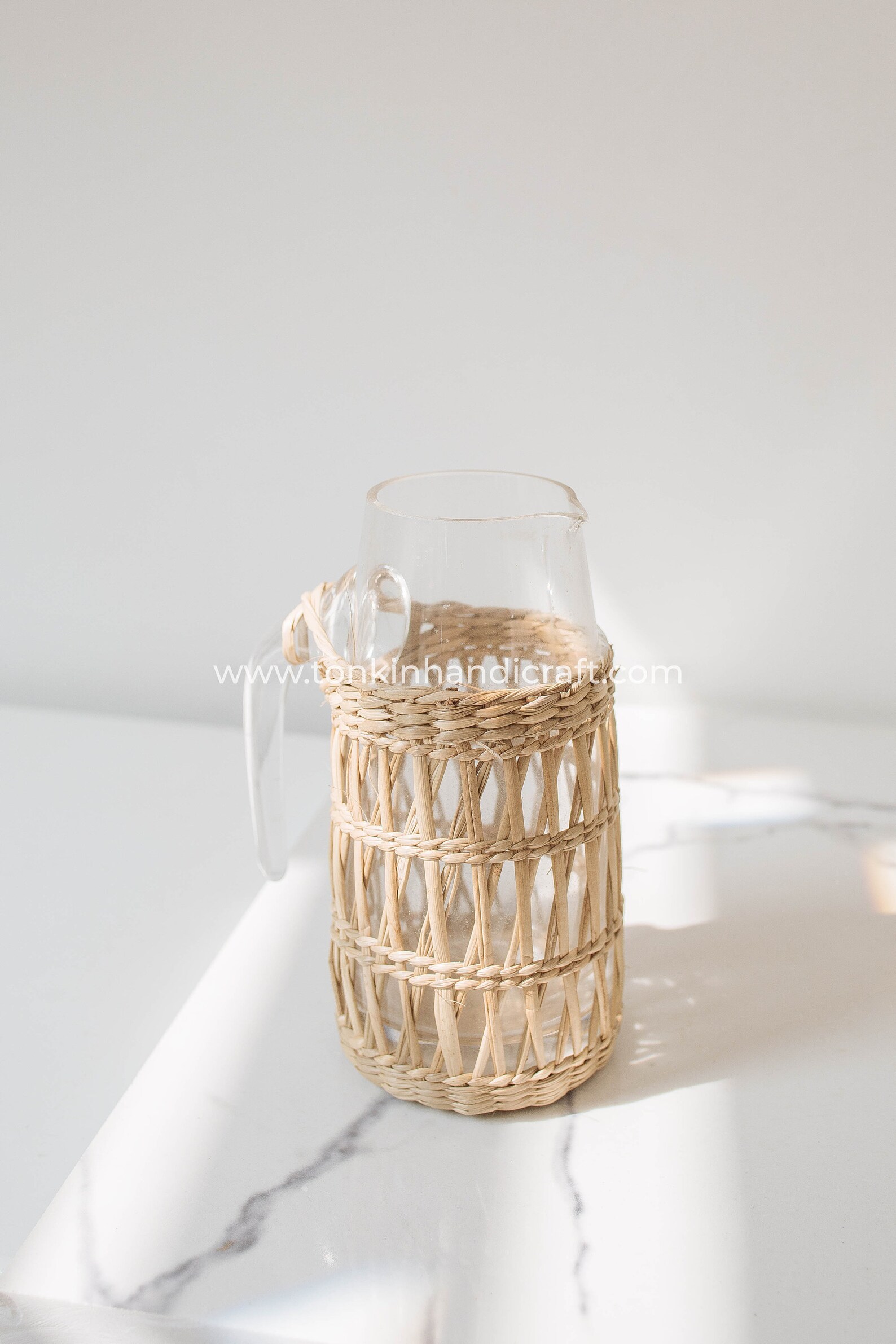 Hand Blow Glass Pitcher Seagrass-wrapped Pitcher Small Milk - Etsy