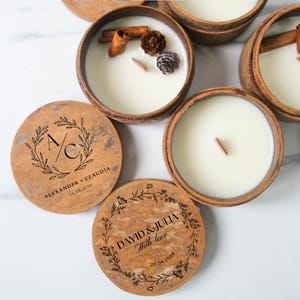 Personalized Cinnamon Candle, Round Cinnamon Bark Box Candle, Gift for ...