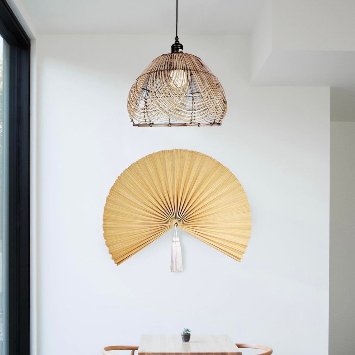 Bamboo Wall Hanging Fan Home decor Handmade Woven Wall Decor | Etsy