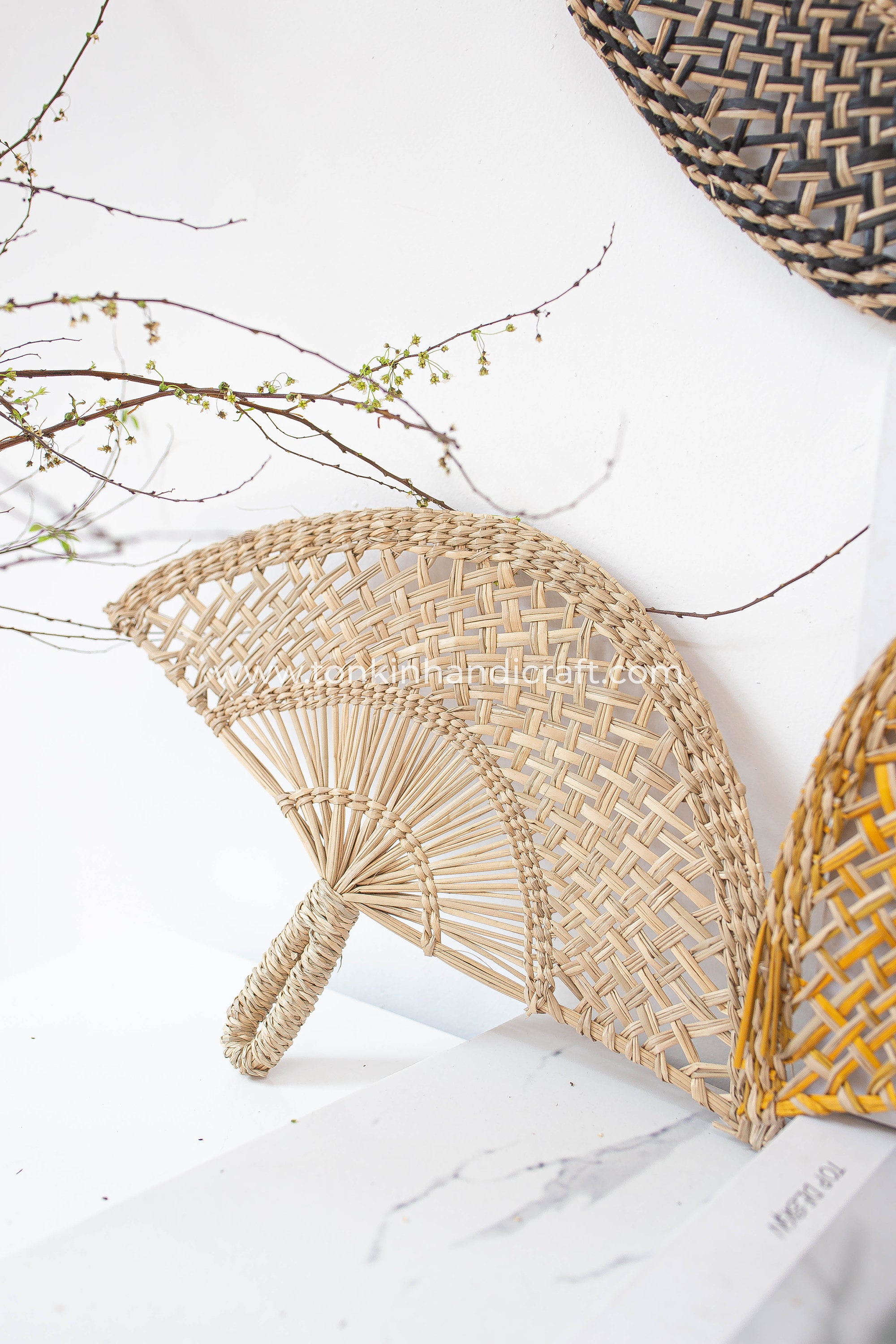 Set of 3 Seagrass Woven Fans, Wall-hanging Decoration, Handmade ...
