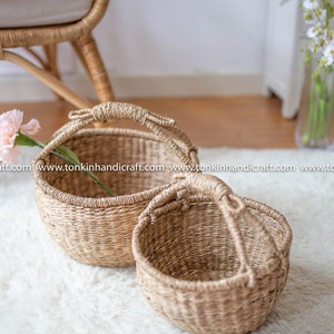 Bonga Seagrass Baskets With Handle Weaving Woven Basket Picnic Basket ...