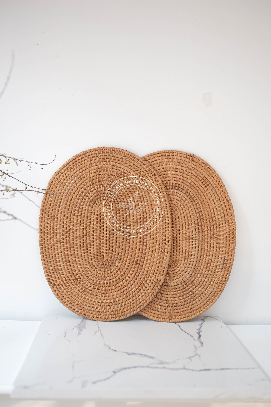 Oval Rattan Handmade Placemat, Braided Mat Heat Resistant Hot ...
