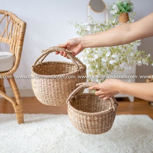 Bonga Seagrass Baskets With Handle Weaving Woven Basket Picnic Basket ...