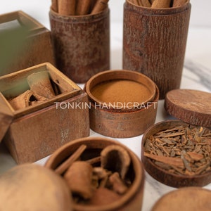 Round Cinnamon Bark Box, Spice Jar Holder With Lid, Cinnamon Canister ...