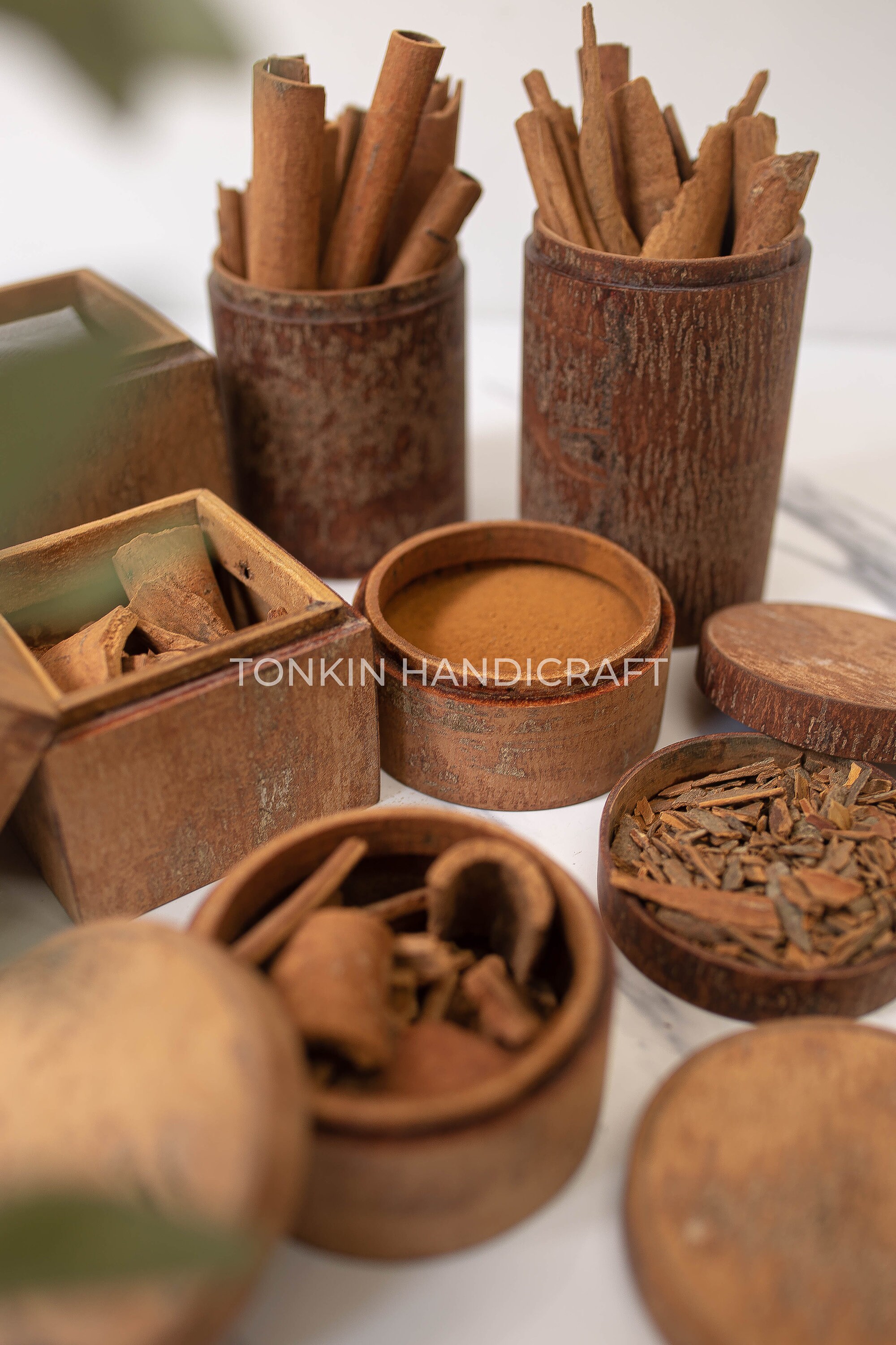 Round Cinnamon Bark Box, Spice Jar Holder With Lid, Cinnamon Canister ...