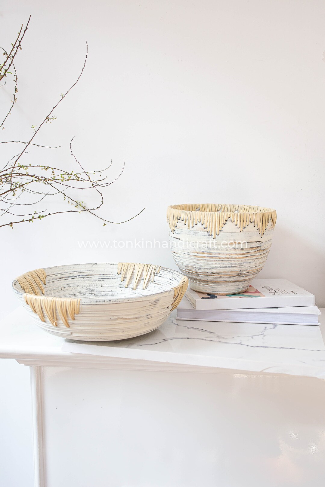 Bamboo Bowl, Salad Bowl Dinnerware ,hand-spun, Bamboo Bowl Durable ...