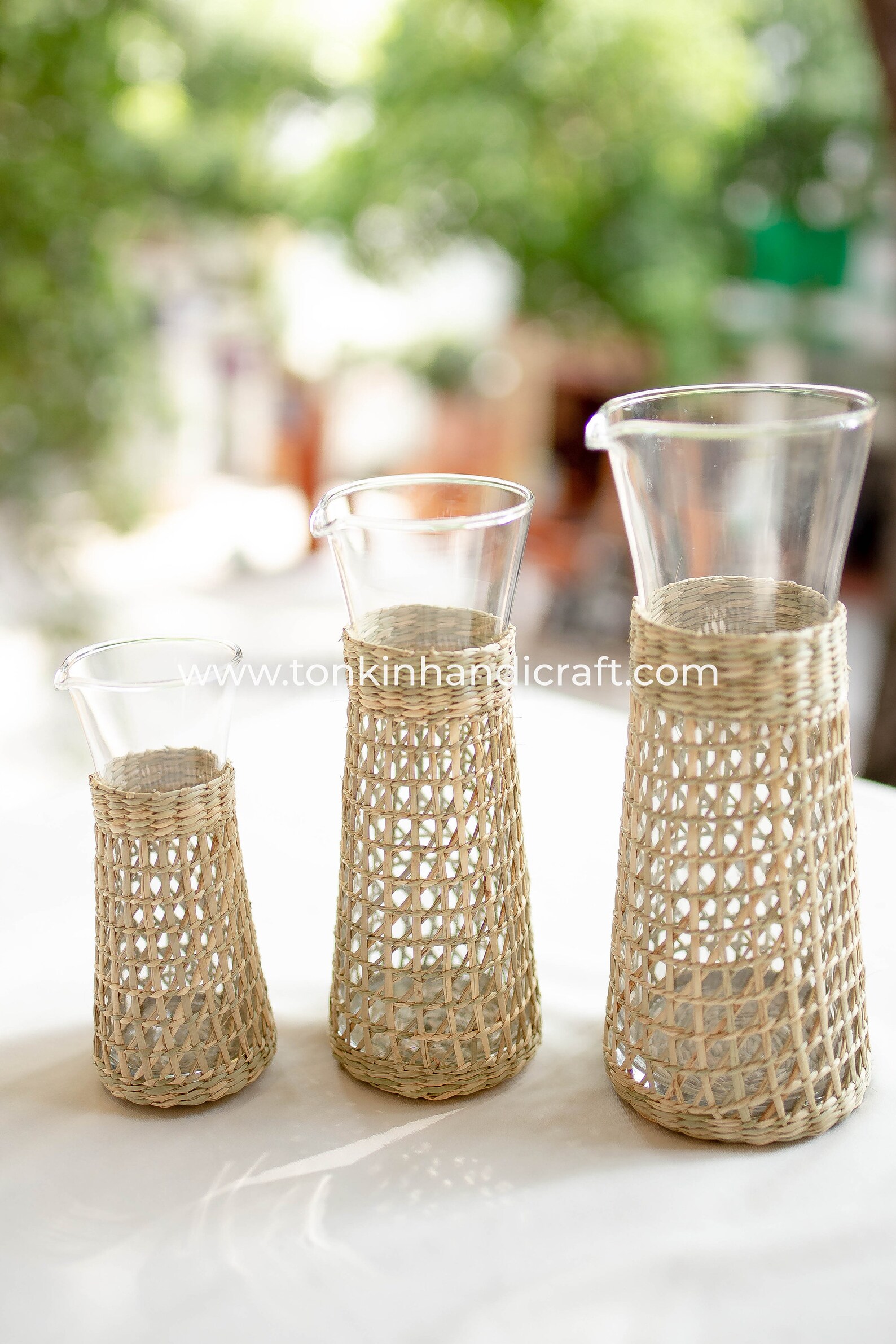 Bistro Carafe, Seagrass-wrapped Pitcher, Small Milk Jug, Handmade ...