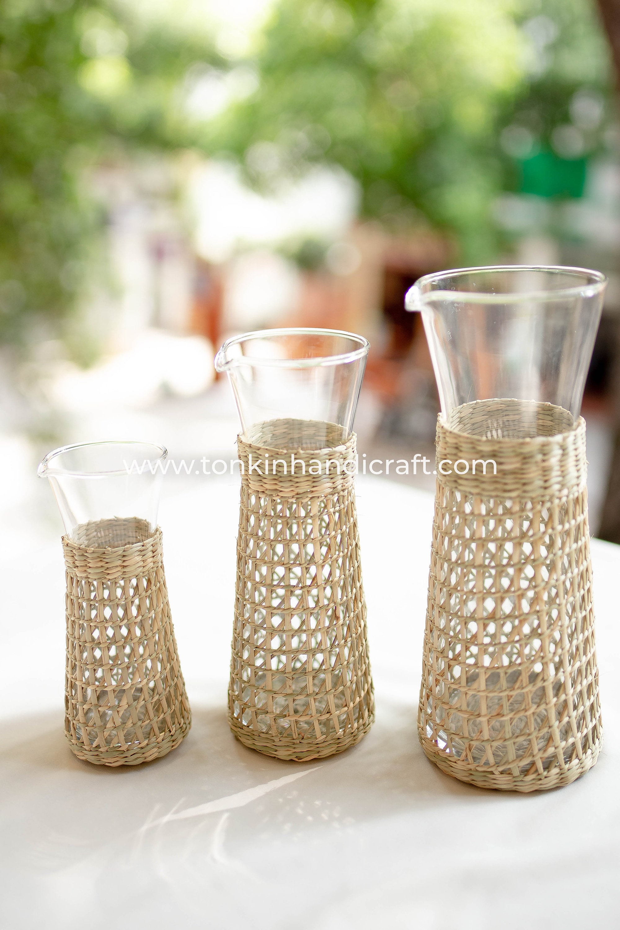 Bistro Carafe, Seagrass-wrapped Pitcher, Small Milk Jug, Handmade ...