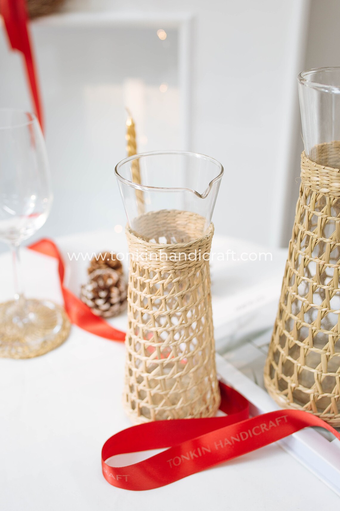 Bistro Carafe Seagrass-wrapped Pitcher Small Milk Jug - Etsy