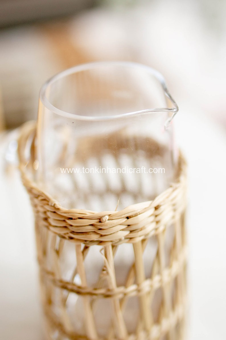 Hand Blow Glass Pitcher Seagrass-wrapped Pitcher Small Milk - Etsy
