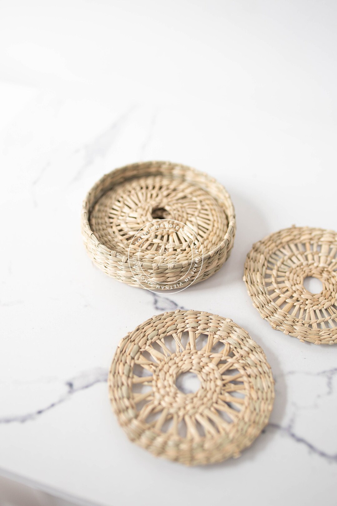 Set of 4 Seagrass Coasters, Handmade Teacup Coasters Creative Gift for ...