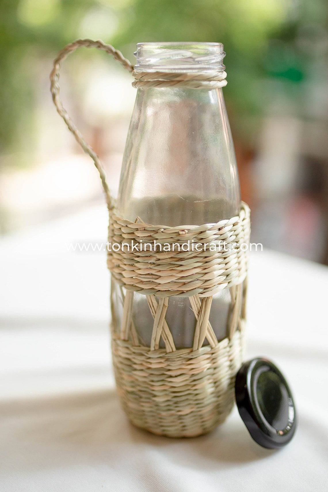 Hand Blow Glass Pitcher Seagrass-wrapped Pitchersmall Milk | Etsy