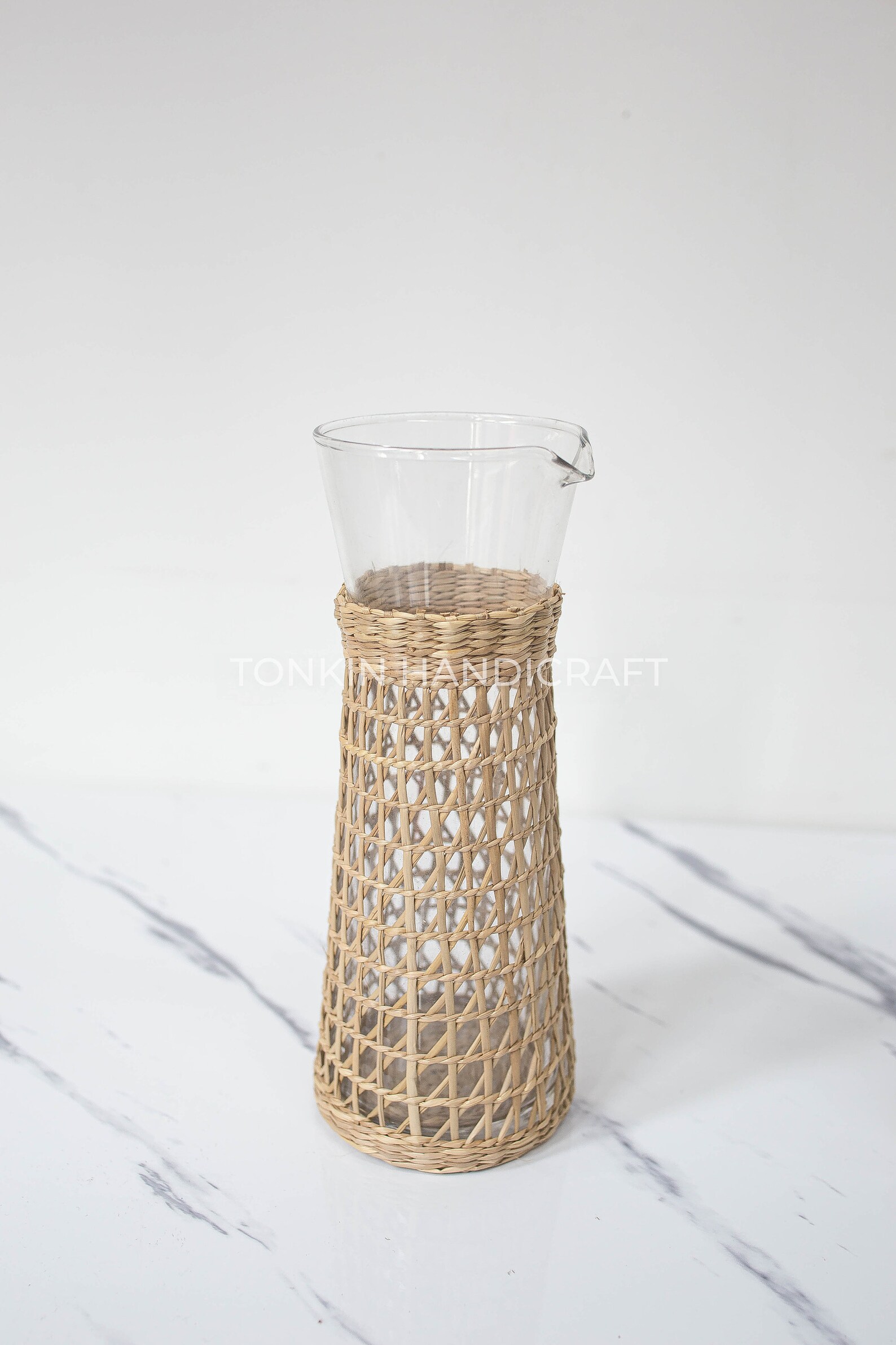 Bistro Carafe, Seagrass-wrapped Pitcher, Small Milk Jug, Handmade ...