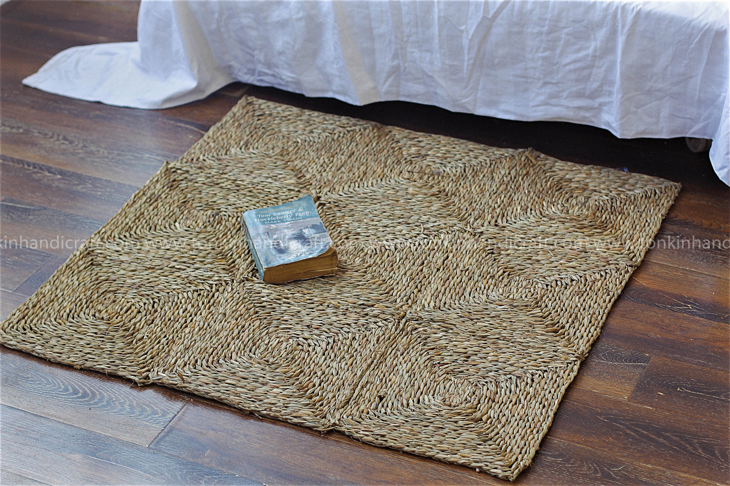 Hand Woven Natural Square Wicker Foldable Rug Natural Weave | Etsy