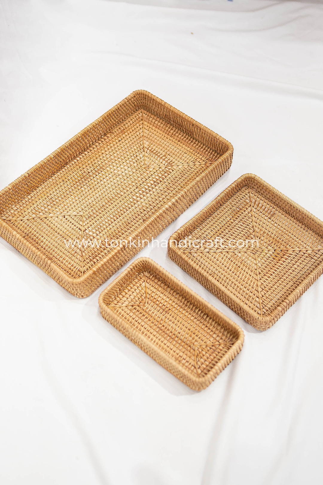 Rattan/ Bamboo Square Serving Trays, Weaving Handmade, Decorative ...