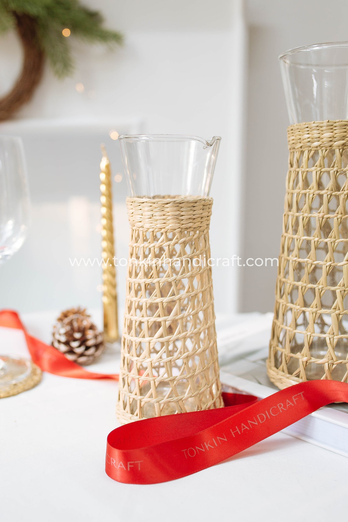 Bistro Carafe Seagrass-wrapped Pitcher Small Milk Jug - Etsy