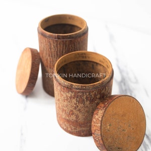 Round Cinnamon Bark Box, Spice Jar Holder With Lid, Cinnamon Canister ...