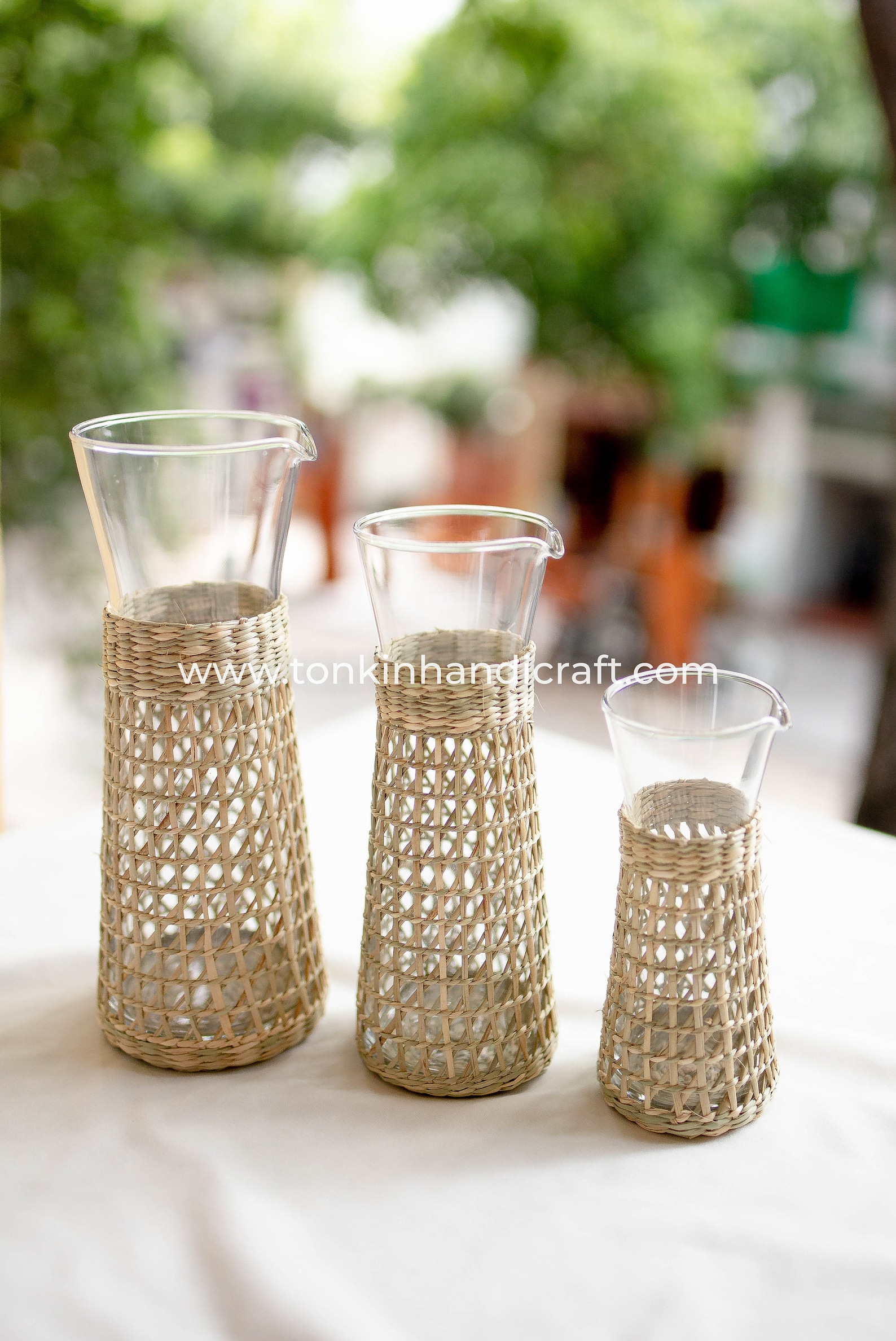 Bistro Carafe, Seagrass-wrapped Pitcher, Small Milk Jug, Handmade ...