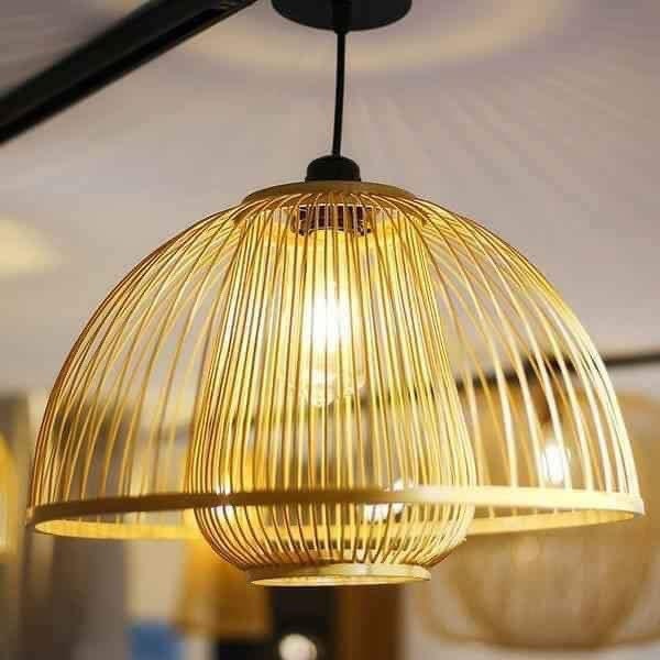 Finn Bamboo Rattan Stick Lampshade Light Pendant, Handmade Shop Display ...