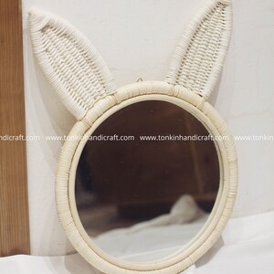 Rabbit Bunny Ears Wicker Rattan/bamboo Round Mirror for Nursery Kids ...