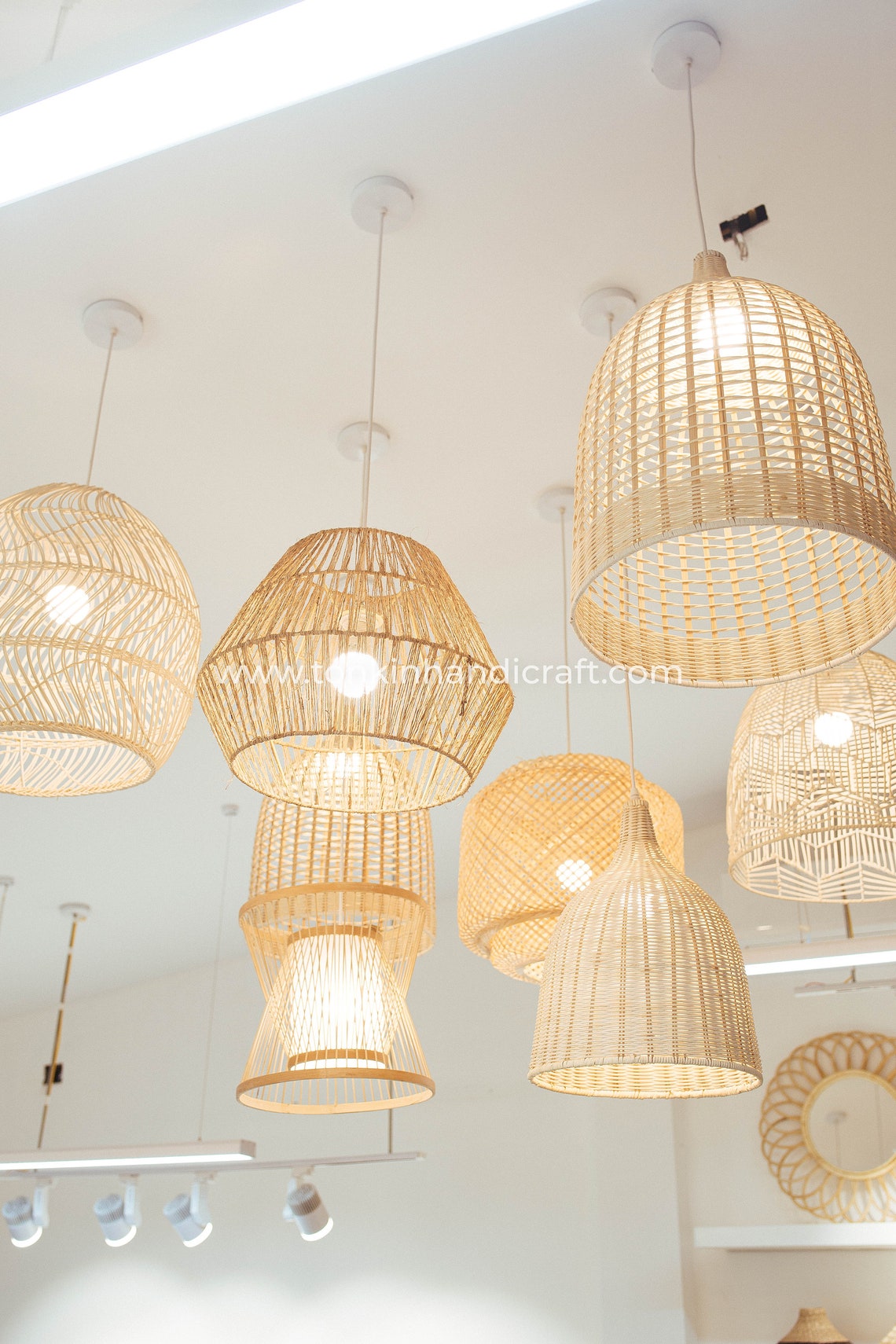 Bamboo Rattan Stick Lampshade Light Pendant, Handicraft, Handmade Shop ...