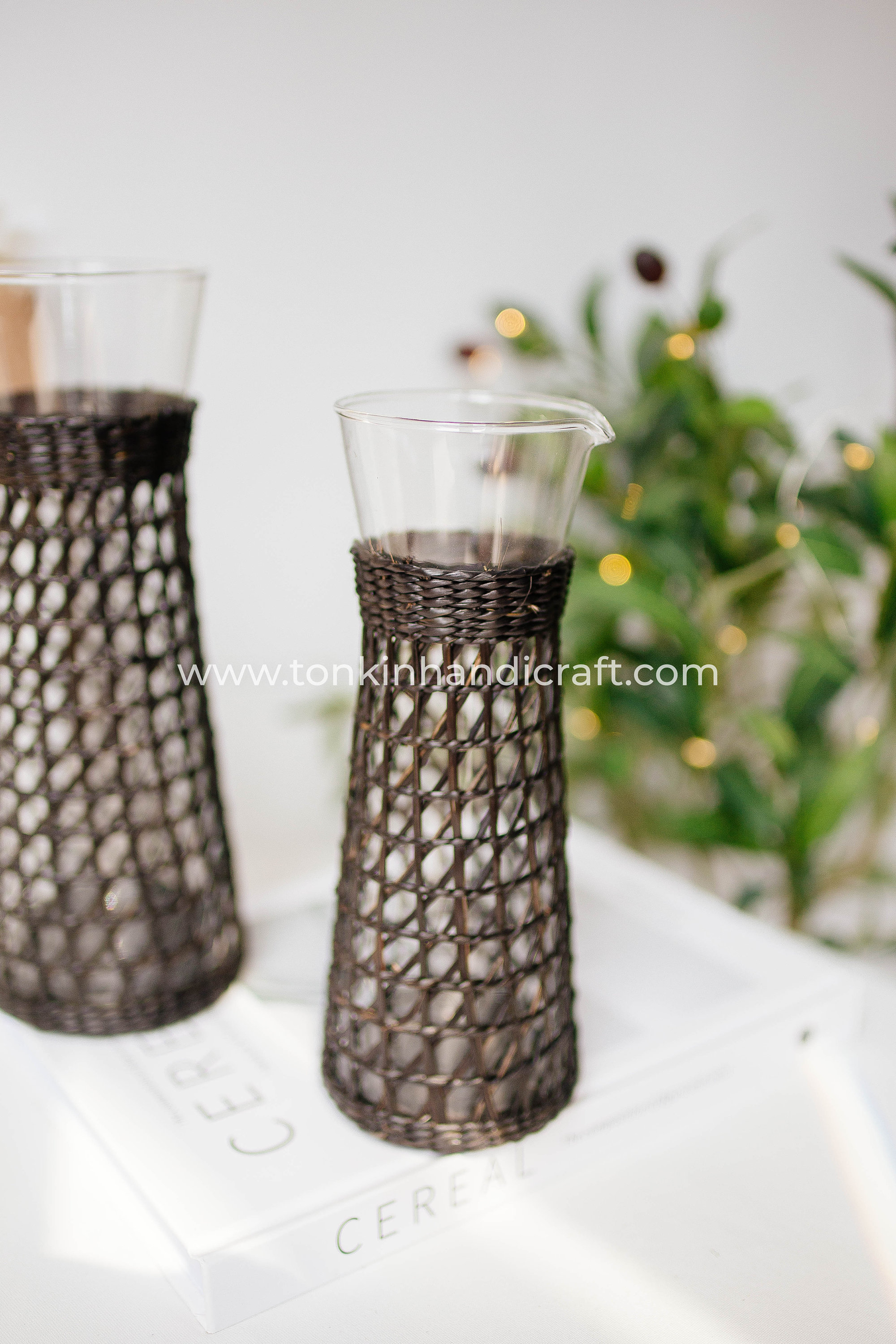 Black Woven Bistro Carafe Seagrass-wrapped Pitcher Small - Etsy